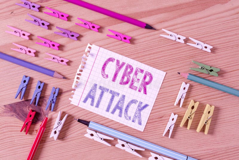 Writing Note Showing Cyber Attack. Business Photo Showcasing Attempt by ...