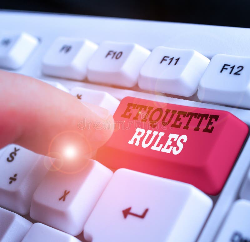 Writing Note Showing Etiquette Rules. Business Photo Showcasing Customs ...