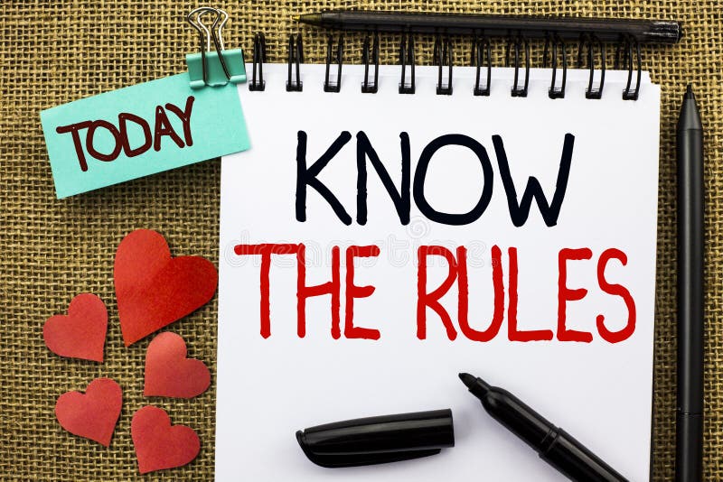 Writing Note Showing Know the Rules. Business Photo Showcasing Be Aware ...