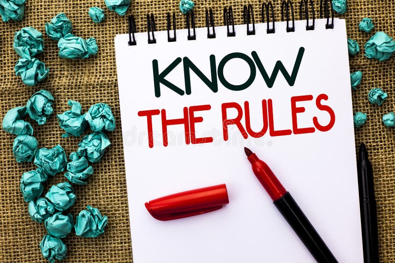 Writing Note Showing Know the Rules. Business Photo Showcasing Be Aware ...