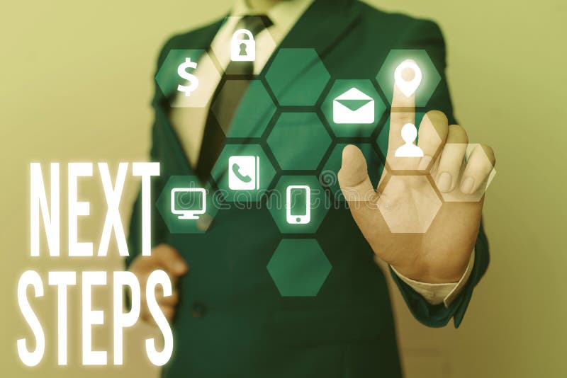 Writing Note Showing Next Steps. Business Photo Showcasing Something ...