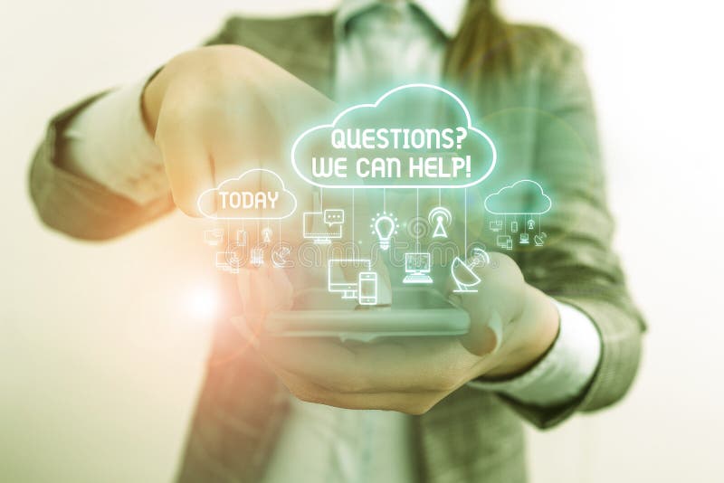 Writing Note Showing Questionsquestion we Can Help. Business Photo ...