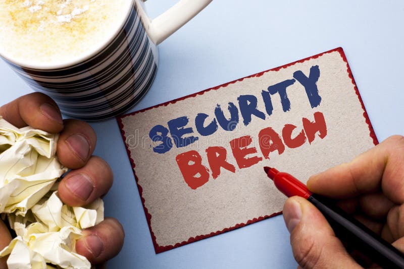 Writing Note Showing Security Breach. Business Photo Showcasing ...