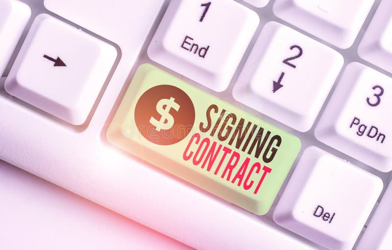 Writing Note Showing Signing Contract. Business Photo Showcasing the ...