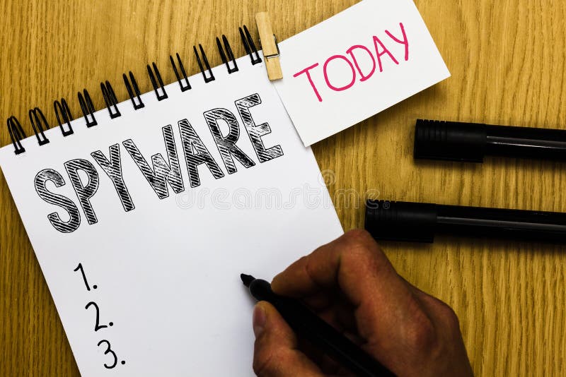 Writing Note Showing Spyware. Business Photo Showcasing Software that ...