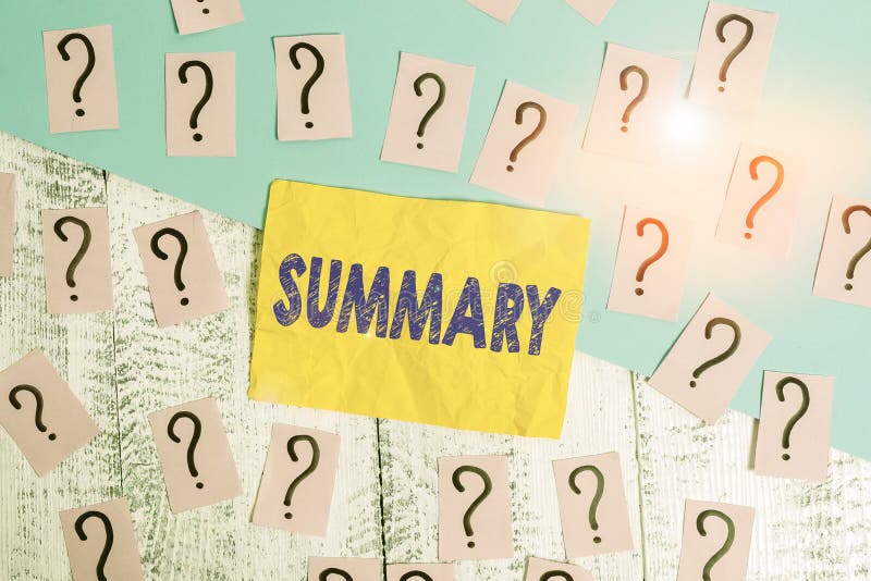Writing Note Showing Summary. Business Photo Showcasing a Brief ...