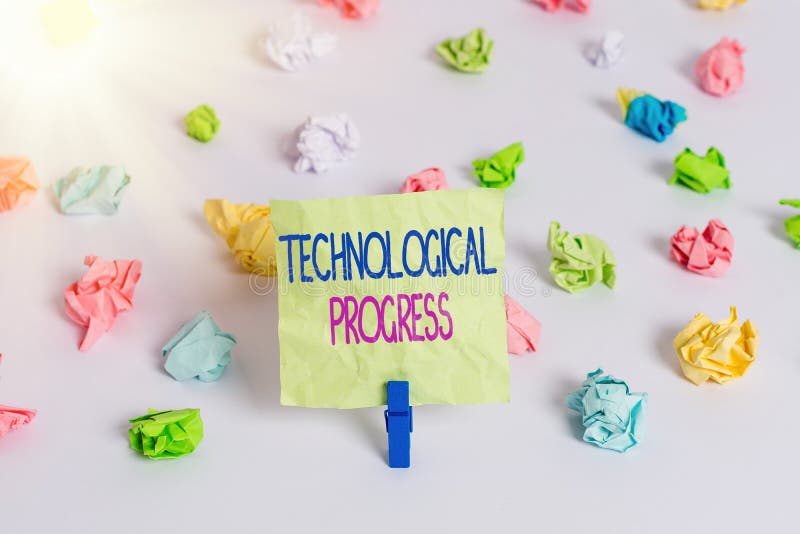 Writing Note Showing Technological Progress. Business Photo Showcasing ...