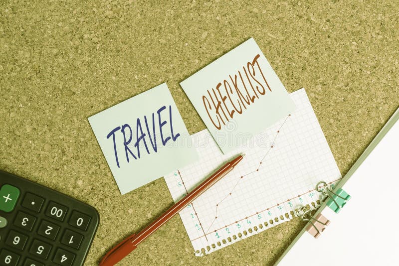 Writing Note Showing Travel Checklist. Business Photo Showcasing A List ... Writing Note Showing Travel Checklist. Business Photo Showcasing A List ...