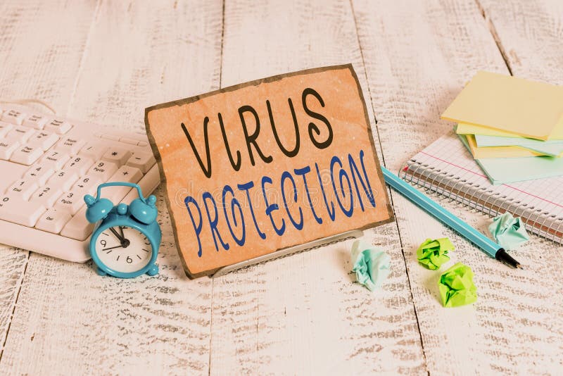 Writing Note Showing Virus Protection. Business Photo Showcasing ...