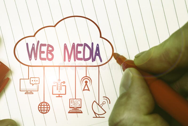 Writing Note Showing Web Media. Business Photo Showcasing Audio and ...