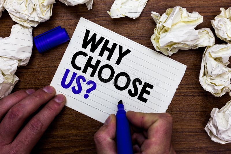 Writing Note Showing Why Choose Us Question. Business Photo Showcasing ... Writing Note Showing Why Choose Us Question. Business Photo Showcasing ...