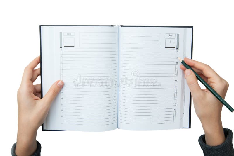 Writing in the notebook stock image. Image of black, green - 51241867