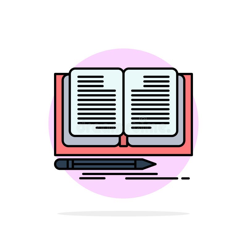 Writing, Novel, Book, Story Abstract Circle Background Flat Color Icon ...