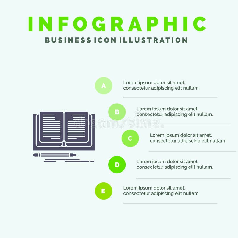 Writing, Novel, Book, Story Solid Icon Infographics 5 Steps ...
