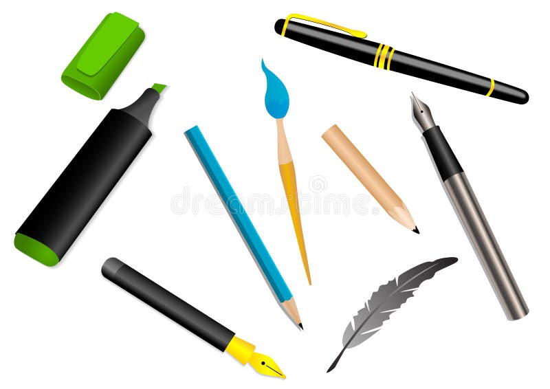 Writing instruments tips stock vector. Illustration of crayon - 42302809