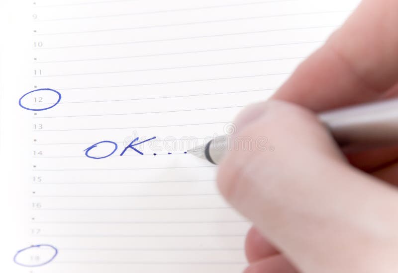 Writing OK stock photo. Image of success, sheet, drawing - 14284106