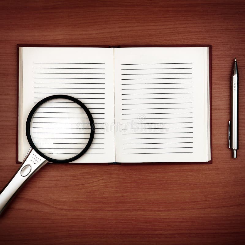 Old Writing Pad and Loupe stock photo. Image of lens - 29548232