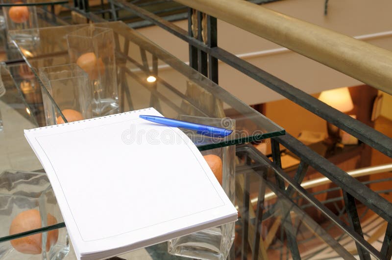 Writing pad with pen. stock photo. Image of foreground - 13622804