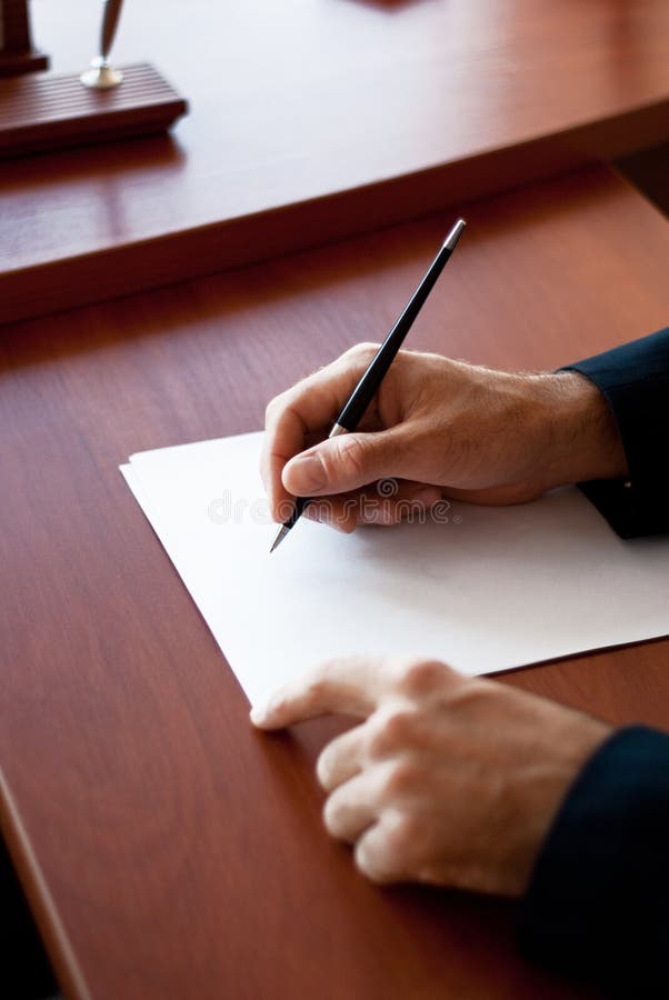 Man writing on the paper stock image. Image of work, businessman - 28095215