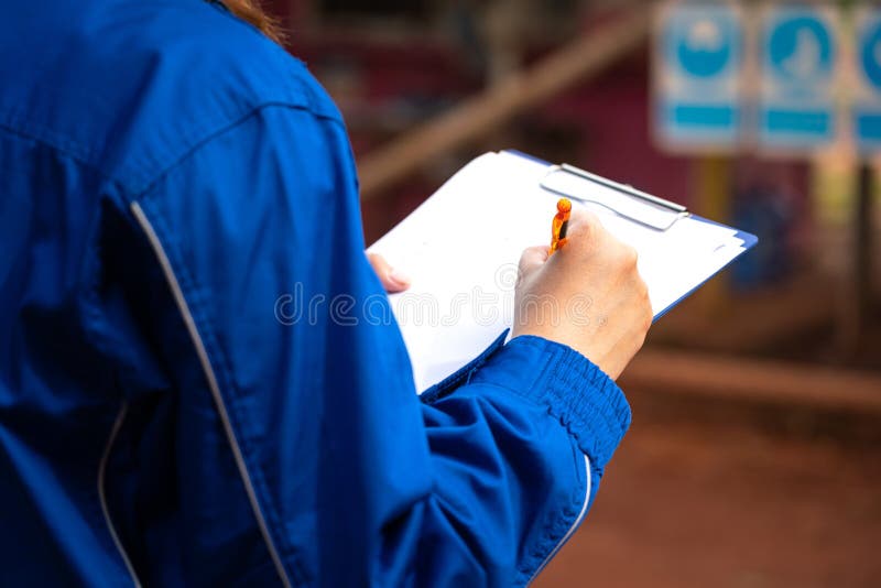 Writing on Paper in Safety Audit Working Action. Stock Image - Image of ...