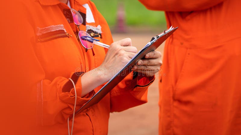 Writing on Paper in Safety Audit Working Action. Stock Image - Image of ...