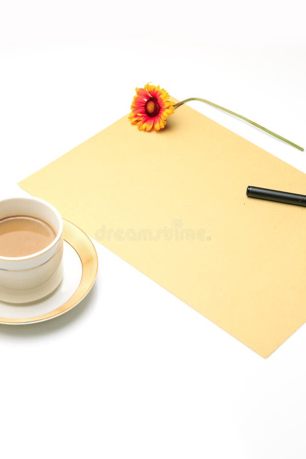 The Writing Paper on the Table Stock Photo - Image of material ...