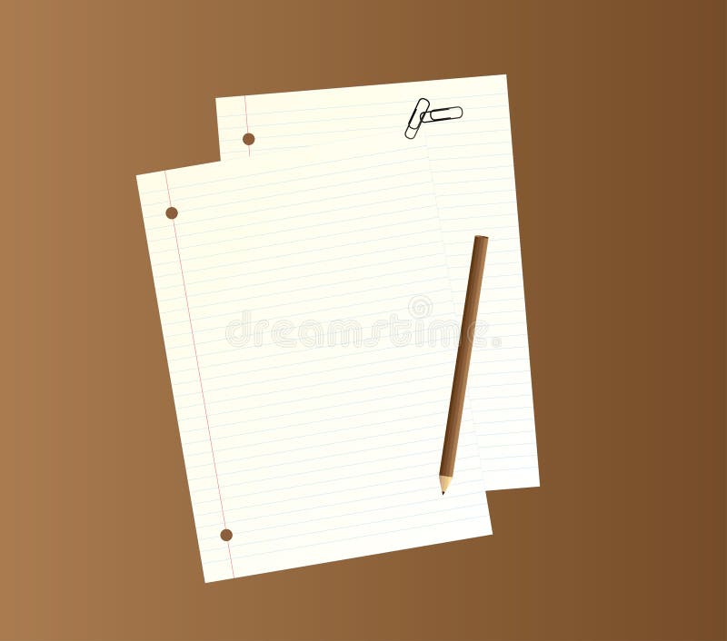 Writing Papers, Pencil and Paper Clips. Stock Vector - Illustration of ...