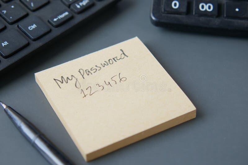 Writing Password on a Sticky Note Stock Photo - Image of user, network ...