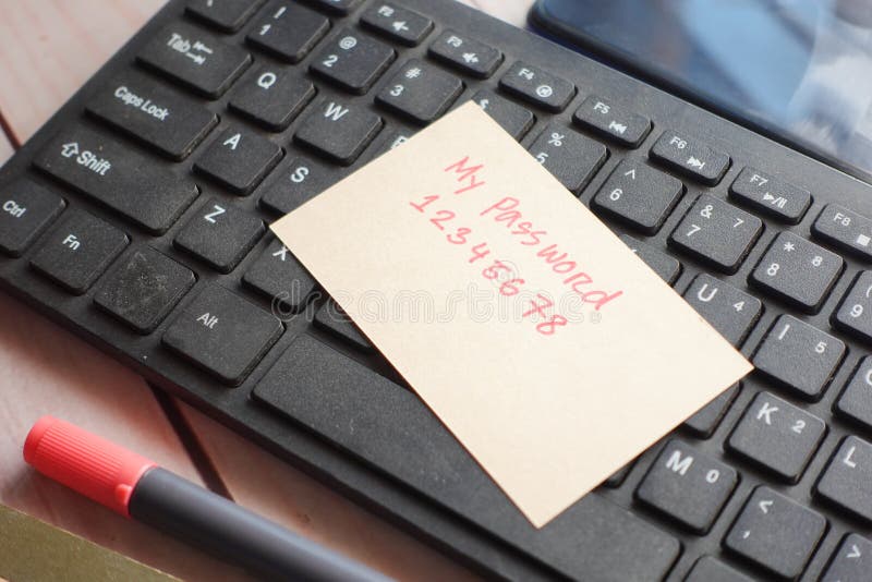 Writing Password on a Sticky Note Stock Image - Image of security ...