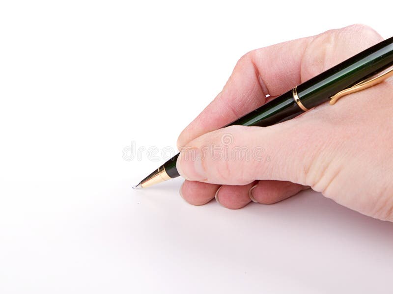 Man Writing on Sheet of Paper with Fountain Pen Stock Image - Image of ...