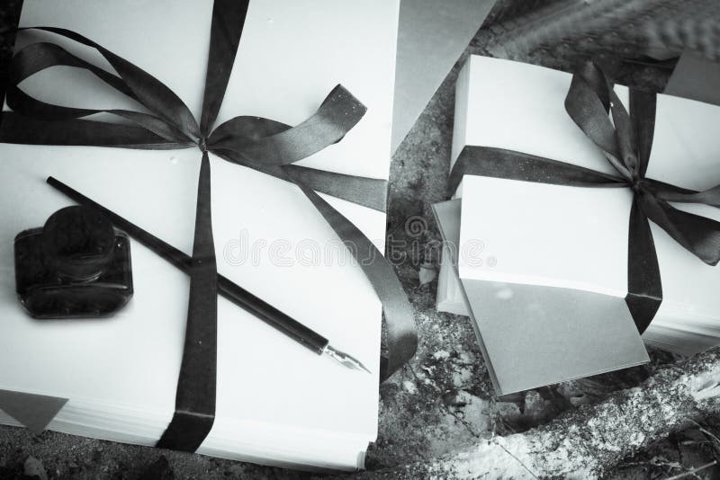 Writing pen leaves and ink stock image. Image of reading - 166430953