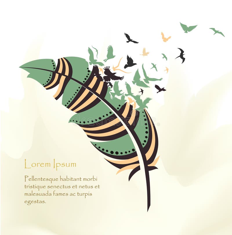 Writing Pen Multicolored Feather Stock Illustration - Illustration of ...
