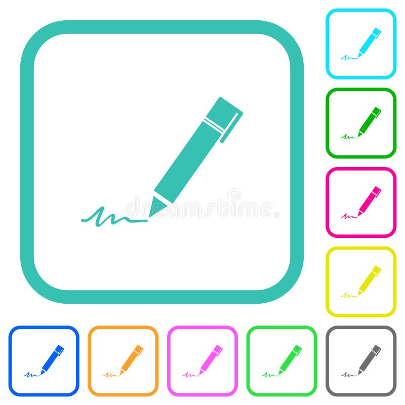 Writing Pen Vivid Colored Flat Icons Stock Vector - Illustration of ...
