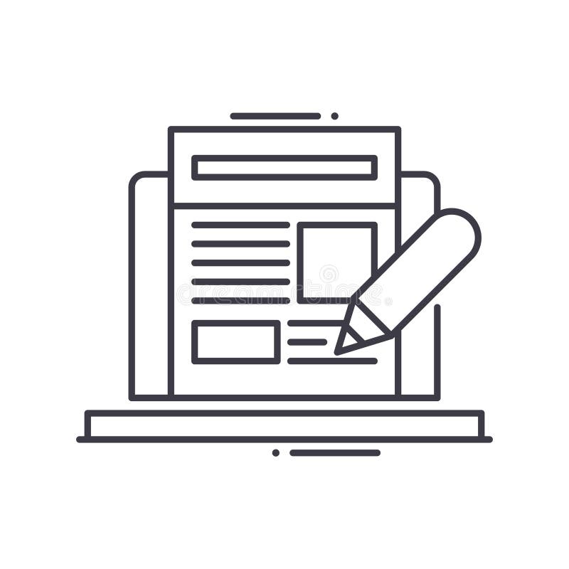 Writing Post Icon, Black Vector Sign with Editable Strokes, Concept ...