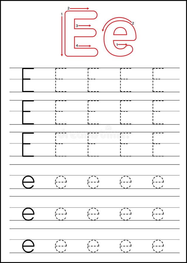 Writing Practice Letter E Printable Worksheet for Preschool ...