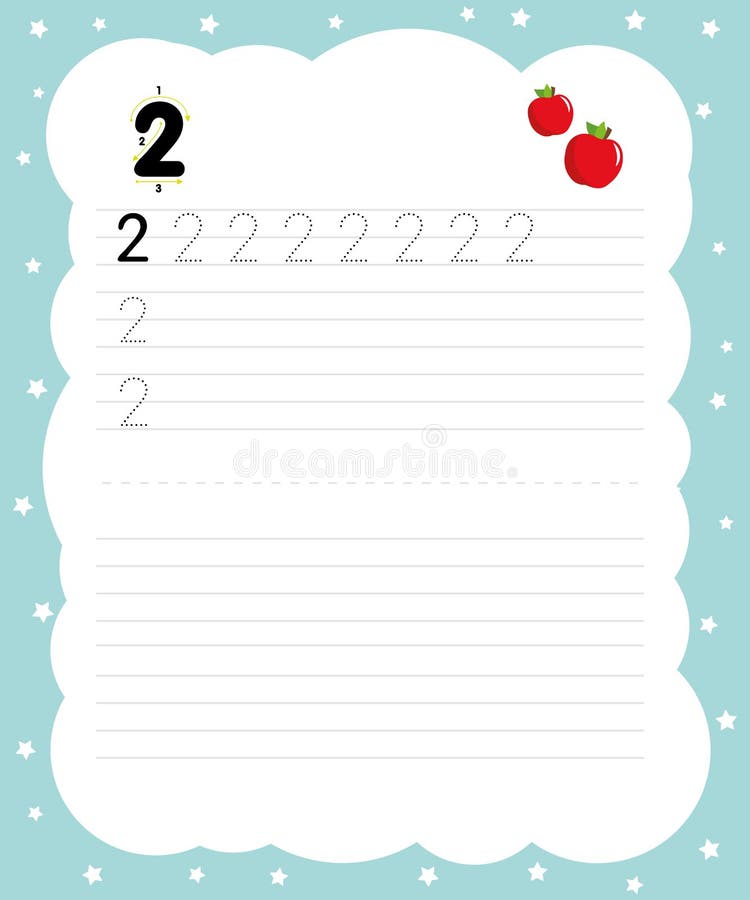 Writing Practice Number Two Stock Vector - Illustration of colorful ...