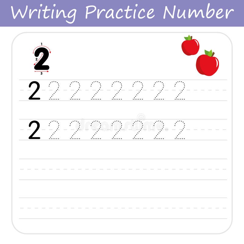 Writing Practice Number Two Stock Vector - Illustration of kindergarten ...