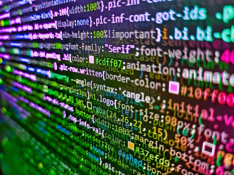 Writing Program Code on Computer. Developer Working on Web Sites Codes ...