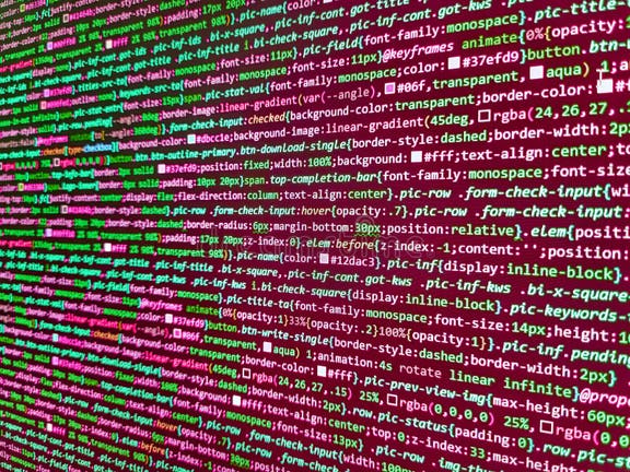 Writing Program Code on Computer. Developing Programming Binary Code ...