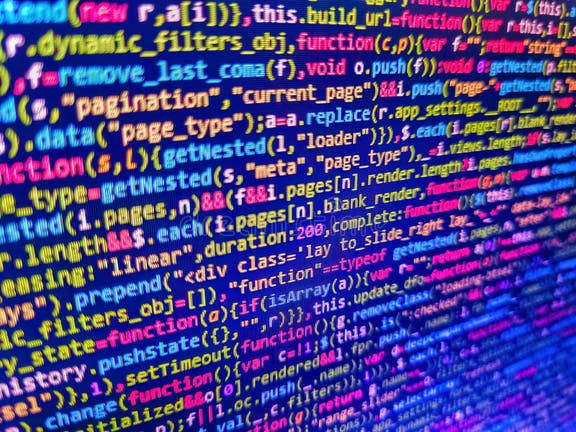 Writing Program Code on Computer. Web Developer Programmer Monitor ...