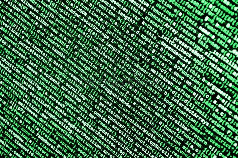 Writing Programming Code on Laptop. Digital Binary Data on Computer Screen Stock Photo - Image ...