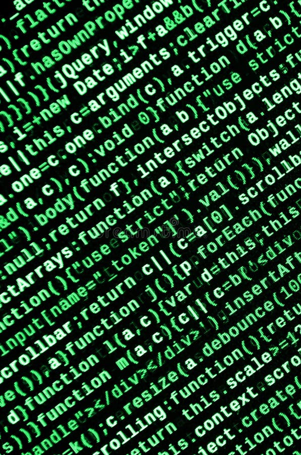 Writing Programming Code on Laptop. Digital Binary Data on Computer ...