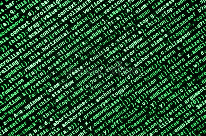 Writing Programming Code on Laptop. Digital Binary Data on Computer ...