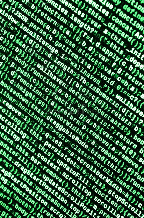 Writing Programming Code on Laptop. Digital Binary Data on Computer ...