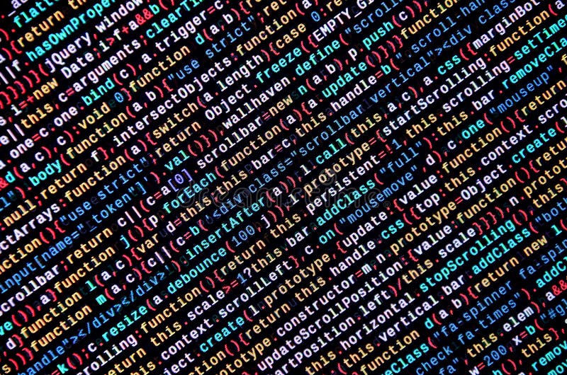 Writing Programming Code On Laptop Digital Binary Data On Computer