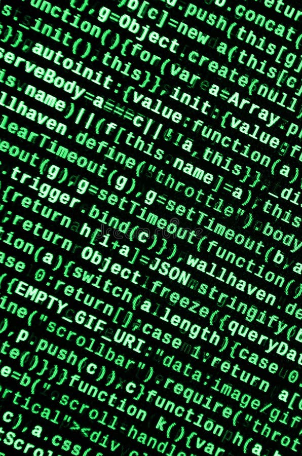 Writing Programming Code on Laptop. Digital Binary Data on Computer ...