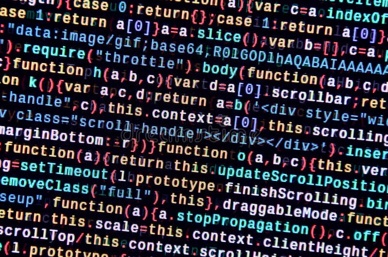 Writing Programming Code On Laptop Digital Binary Data On Computer