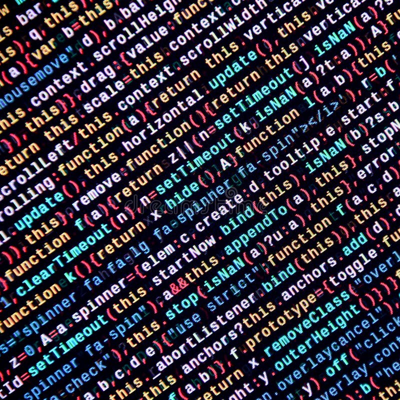 Writing Programming Code On Laptop Digital Binary Data On Computer