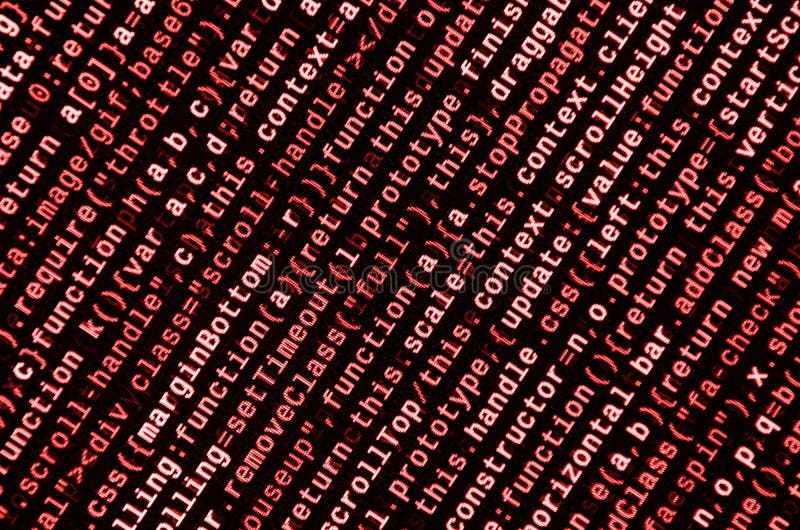 Writing Programming Code on Laptop. Digital Binary Data on Computer ...