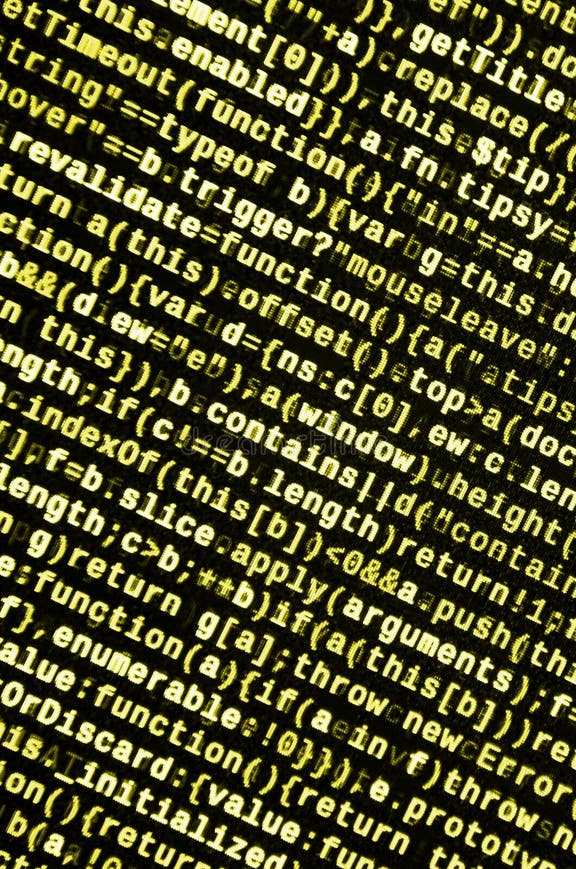 Writing Programming Code on Laptop. Digital Binary Data on Computer ...